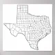 Texas Counties Blank Outline Map Poster | Zazzle
