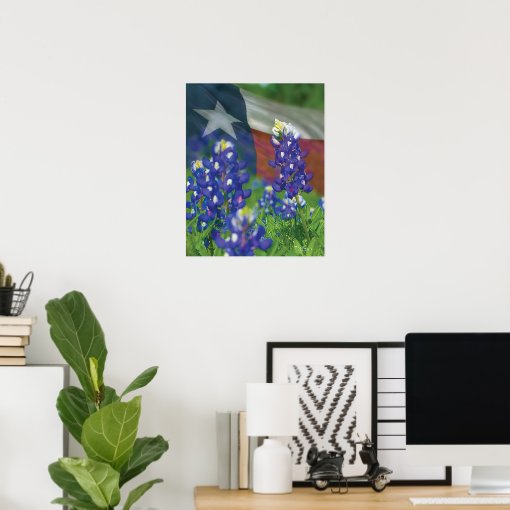 Texas flag bluebonnets poster | Zazzle