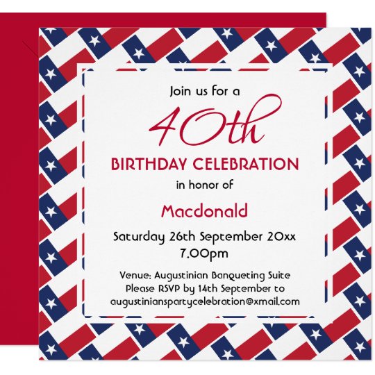 TEXAS FLAG Custom Birthday Celebration Texan Invitation | Zazzle.com