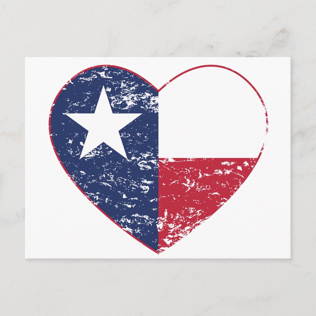 Texas Flag Heart Distressed Postcard | Zazzle