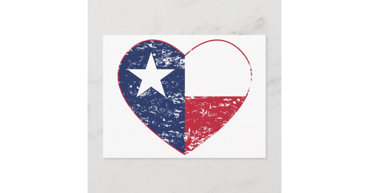 Texas Flag Heart Distressed Postcard | Zazzle
