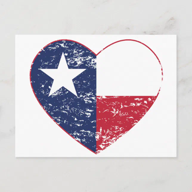 Texas Flag Heart Distressed Postcard | Zazzle