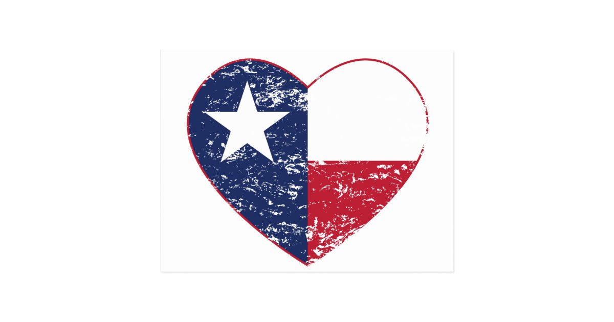 Texas Flag Heart Distressed Postcard | Zazzle.com