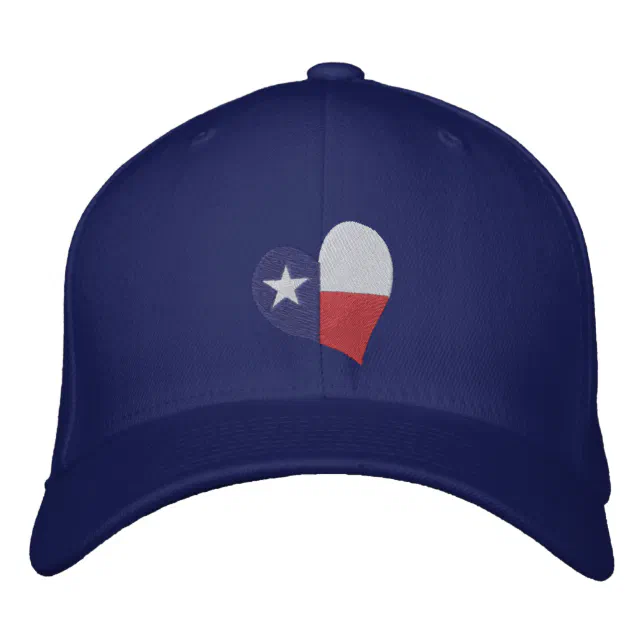 Texas Flag Heart Embroidered Hat | Zazzle