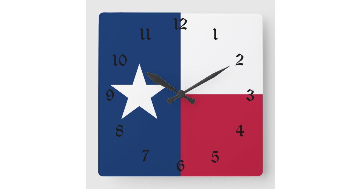 Texas Flag: Longhorns, The Texan Lone Star State Square Wall Clock | Zazzle