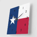 Texas Flag: Longhorns, The Texan Lone Star State Square Wall Clock | Zazzle
