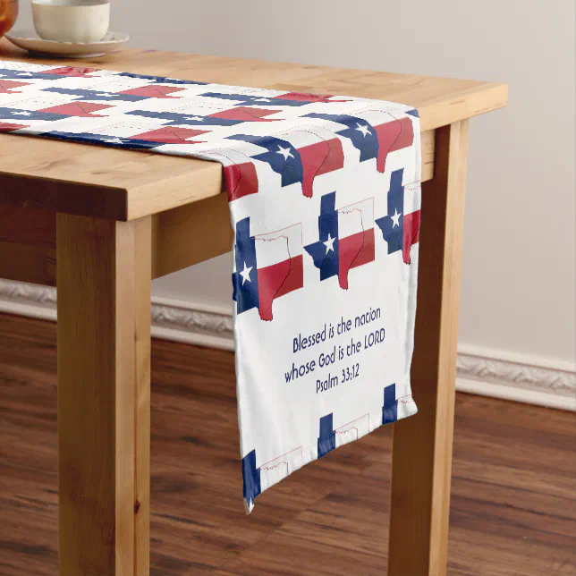 TEXAS Flag Map Customized Scripture Short Table Runner | Zazzle