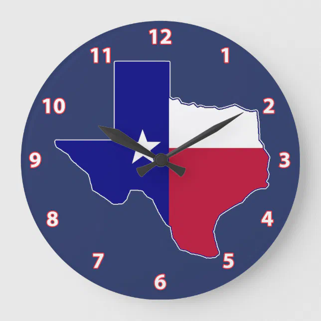 Texas Flag Map Large Clock | Zazzle