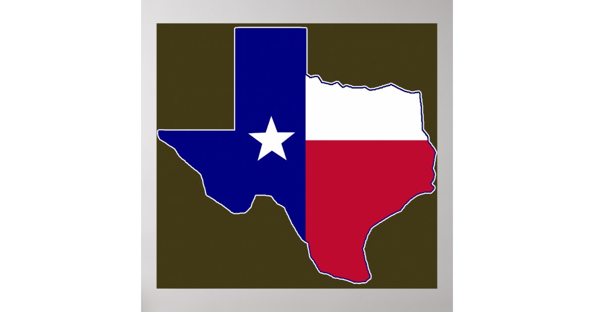 Texas Flag Map Poster | Zazzle