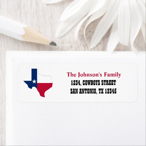 Texas Flag map Return Address Labels | Zazzle