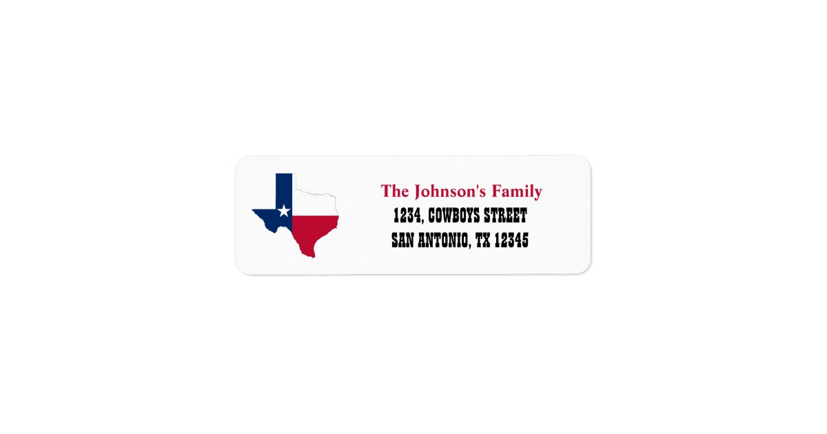 Texas Flag map Return Address Labels | Zazzle