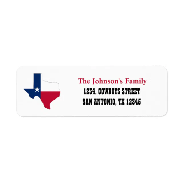 Texas Flag map Return Address Labels | Zazzle