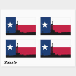 Texas Flag Oil Drilling Rig Rectangular Sticker | Zazzle