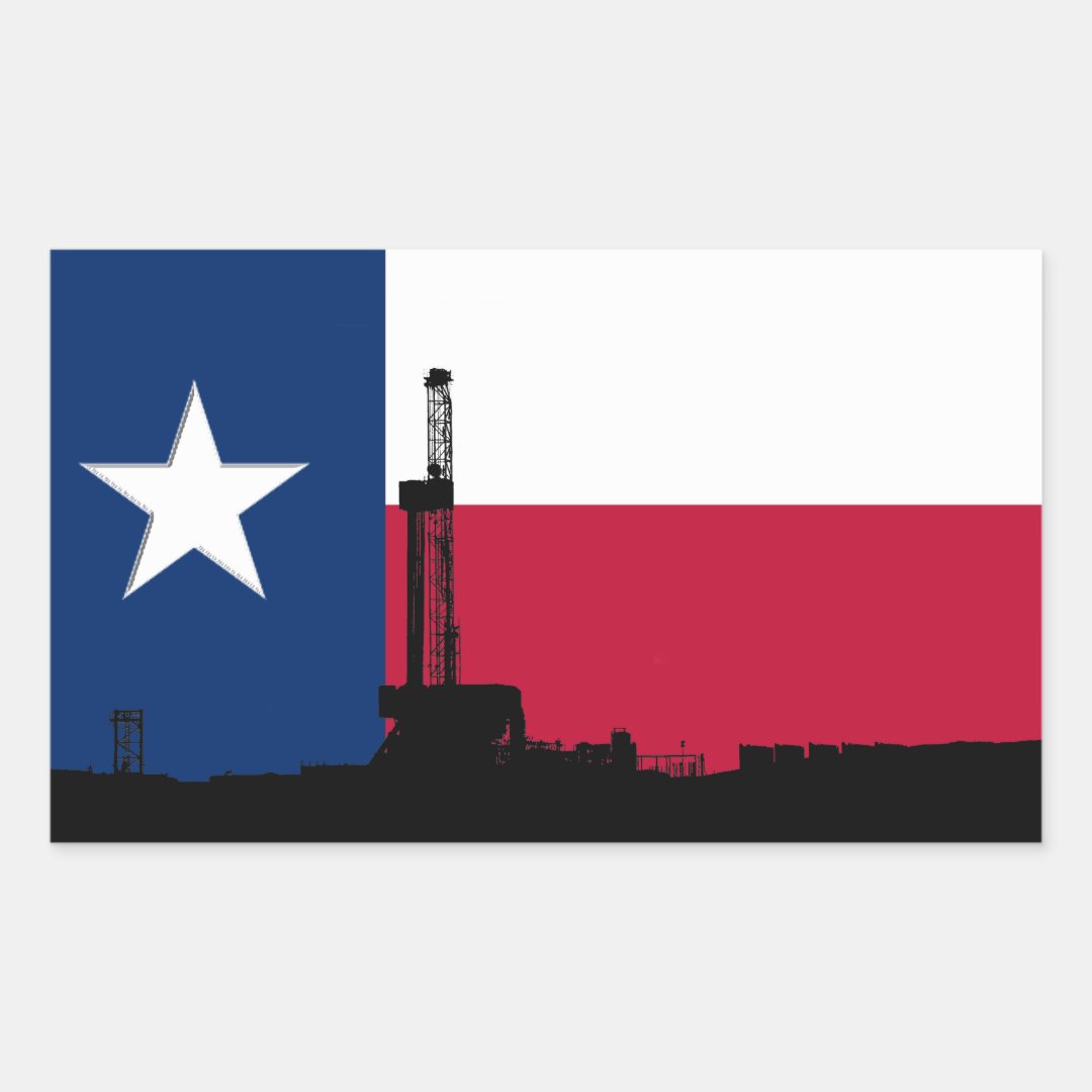 Texas Flag Oil Drilling Rig Rectangular Sticker | Zazzle