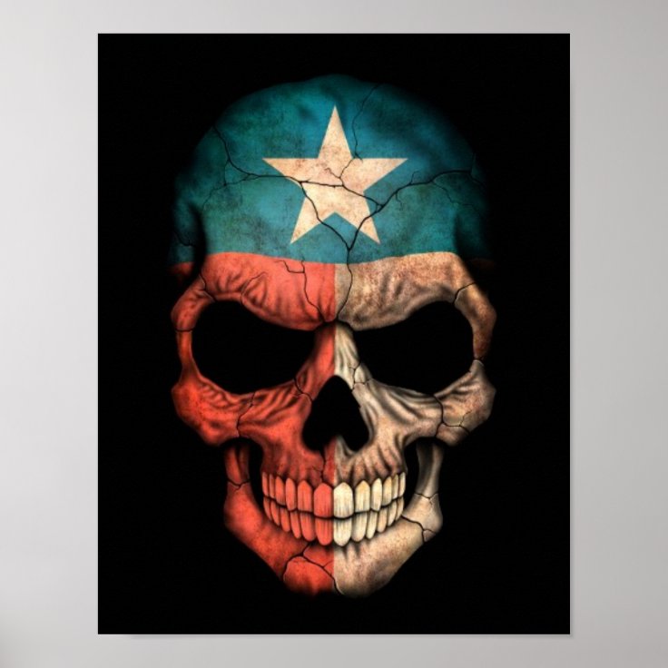 Texas Flag Skull on Black Poster | Zazzle