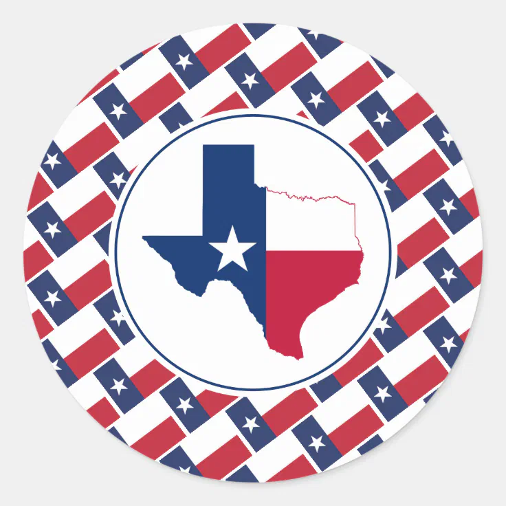 TEXAS FLAG Texan Map Stylish Patriotic Classic Round Sticker | Zazzle