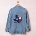 Texas Flag with State Flower Bluebonnet Custom Denim Jacket | Zazzle