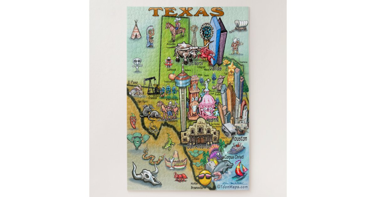 Texas Fun Map Jigsaw Puzzle | Zazzle
