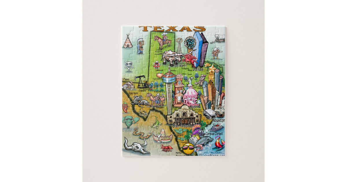 Texas Fun Map Jigsaw Puzzle | Zazzle