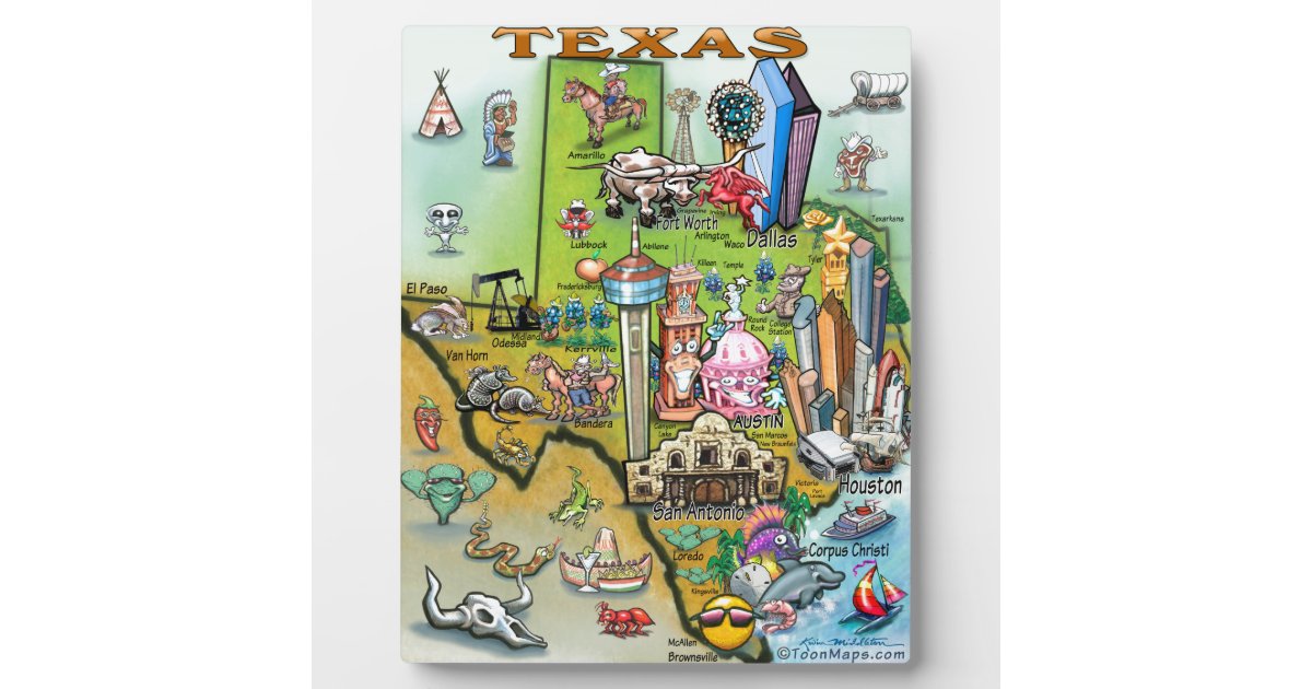 Texas Fun Map Plaque | Zazzle