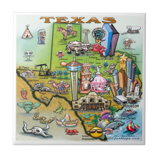 Texas Fun Map Tile | Zazzle.com