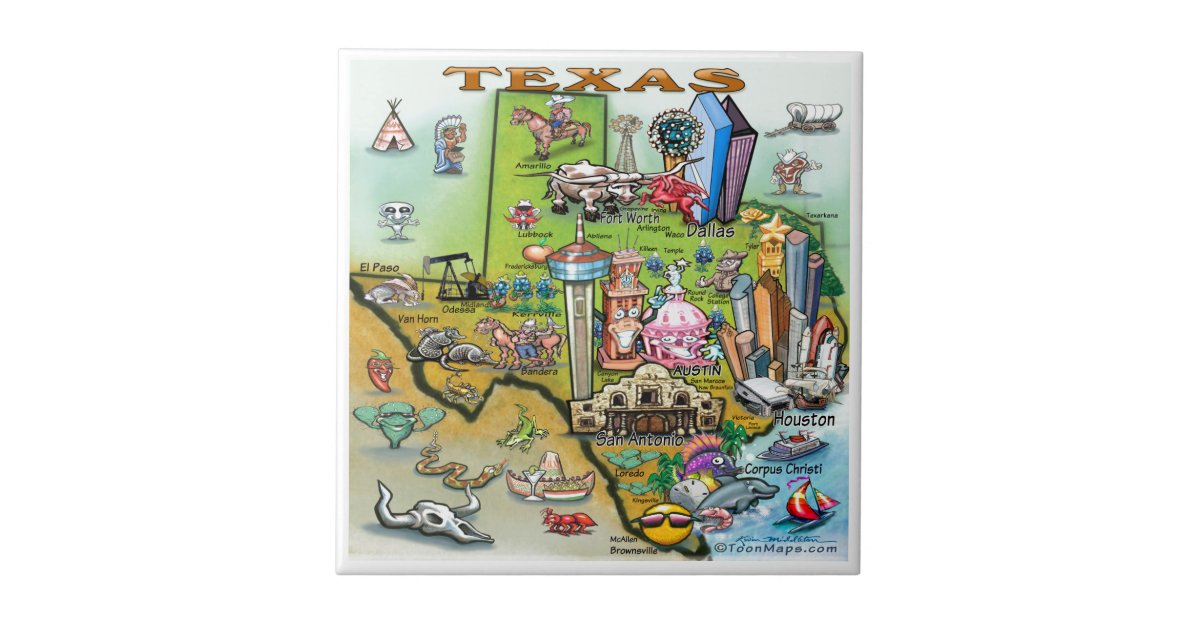 Texas Fun Map Tile | Zazzle