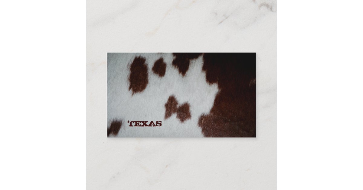Texas Fur Business Card Cow | Zazzle