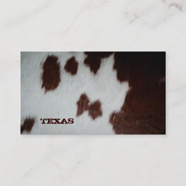 Texas Fur Business Card Cow | Zazzle