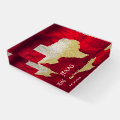 Texas Gold Glitter State on Red Paperweight | Zazzle