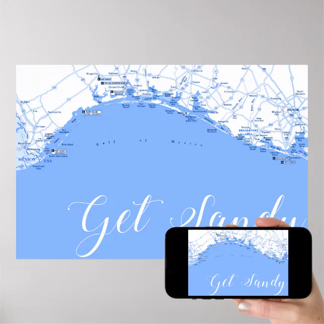 Texas Gulf Coast Poster Art | Zazzle