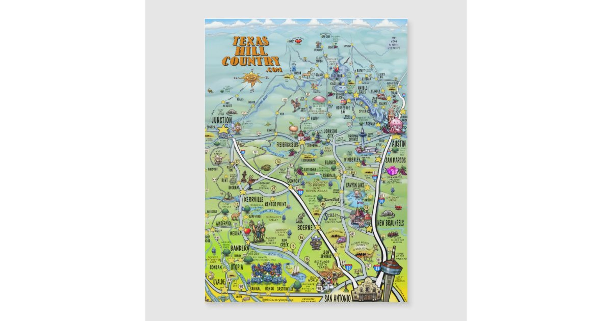 Texas Hill Country Cartoon Map | Zazzle