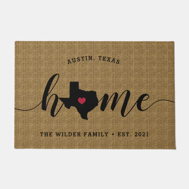 Texas Home State Personalized Doormat | Zazzle