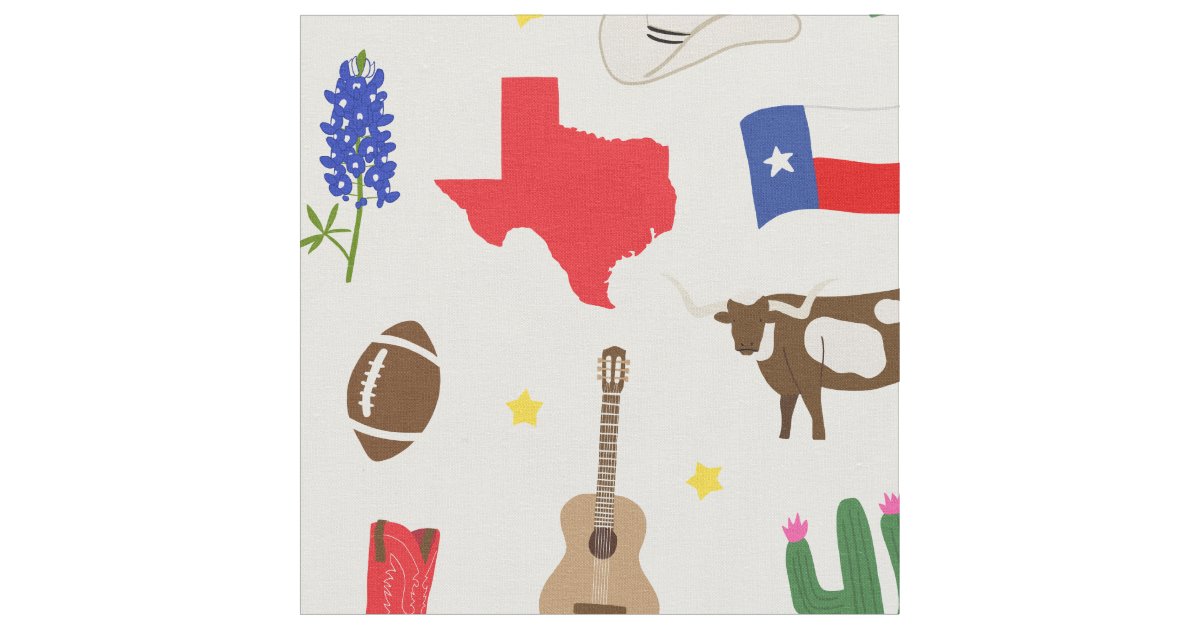Texas Icons Fabric | Zazzle
