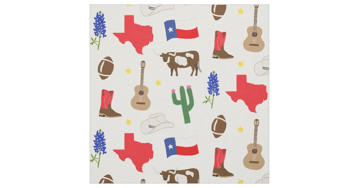 Texas Icons Fabric | Zazzle
