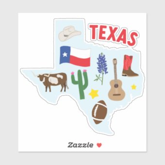 Texas Icons Sticker | Zazzle