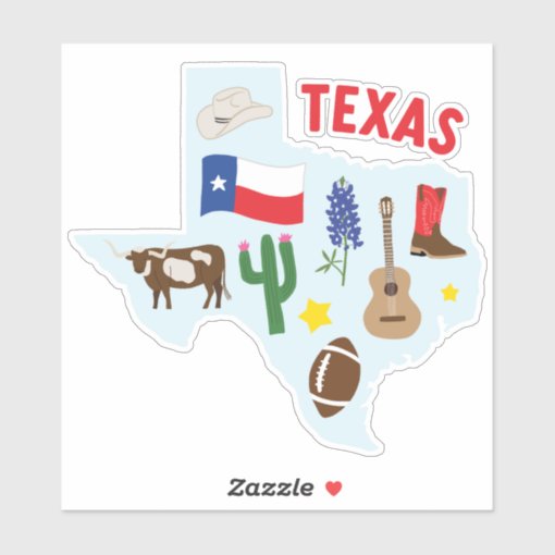 Texas Icons Sticker | Zazzle