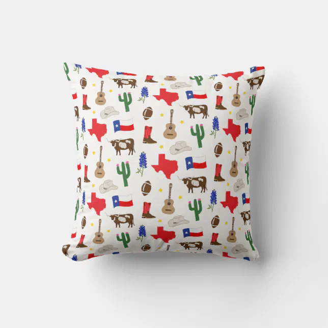 Texas Icons Throw Pillow | Zazzle