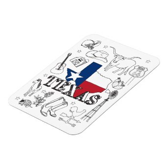 Texas Illustration Doodles of Texas Texas Pattern Magnet | Zazzle