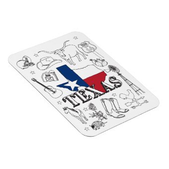 Texas Illustration Doodles of Texas Texas Pattern Magnet | Zazzle