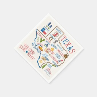 Texas Landmarks Map Napkins | Zazzle