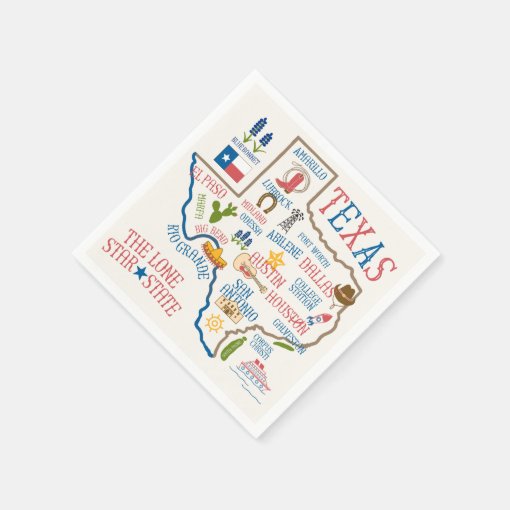 Texas Landmarks Map Napkins | Zazzle