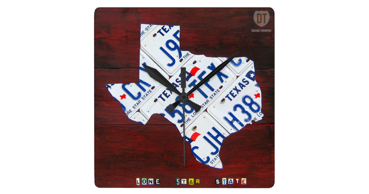 Texas License Plate Map Clock | Zazzle.com