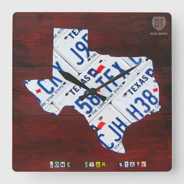Texas License Plate Map Clock | Zazzle