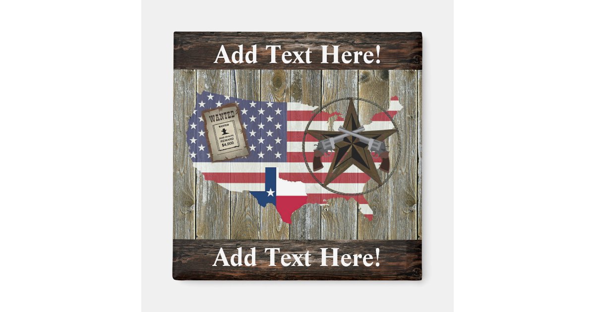 Texas Lone Star Dueling Pistols Most Wanted Sign M Magnet | Zazzle