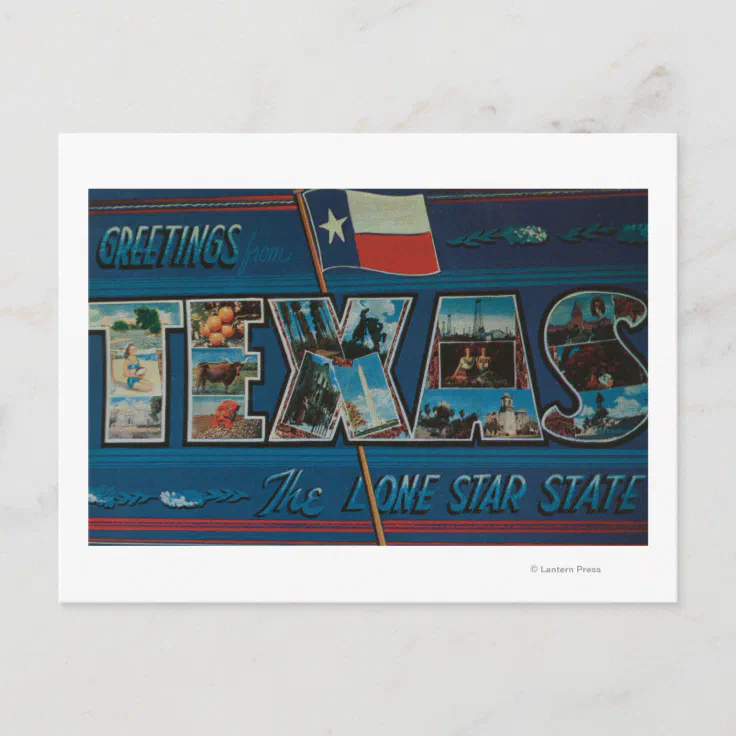 Texas (Lone-Star Flag)Large Letter Scenes Postcard | Zazzle
