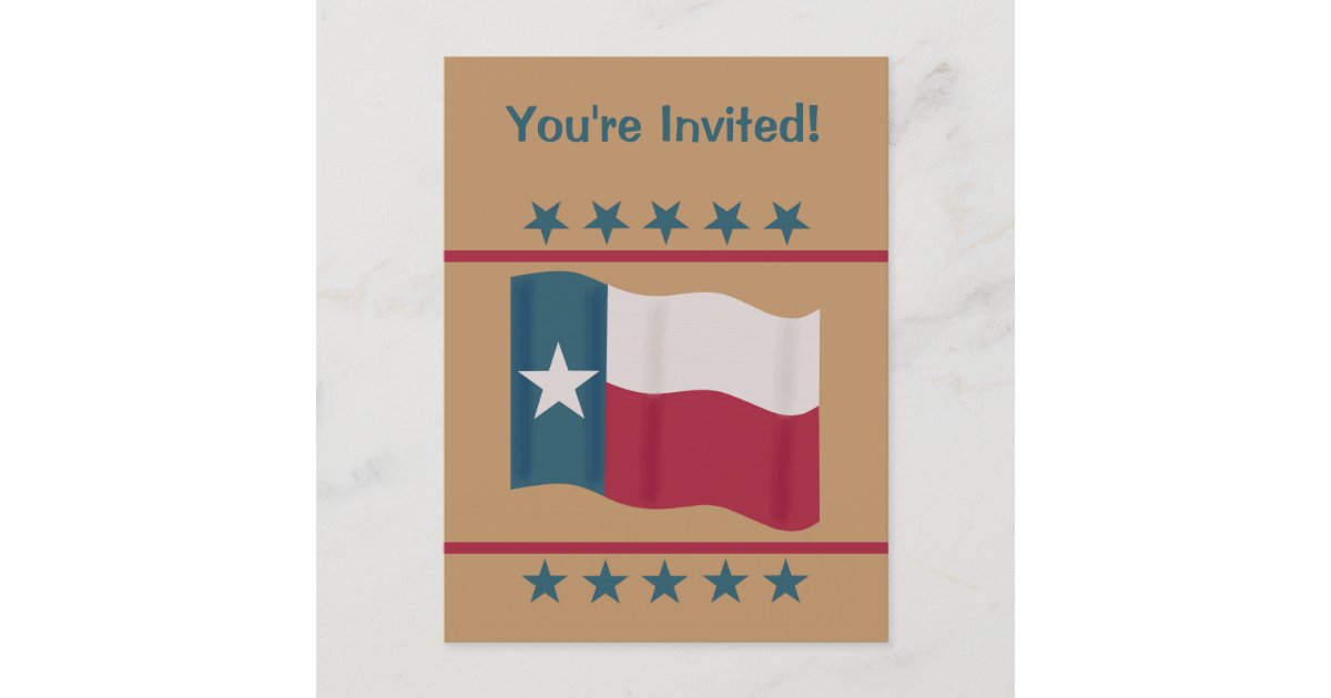 Texas Lone Star Flag Party Invite | Zazzle