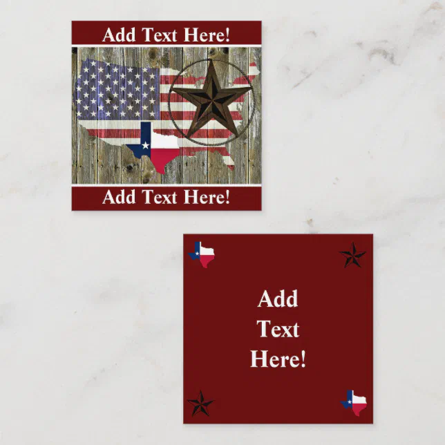 Texas Lone Star State Flag Map Square Business Card | Zazzle