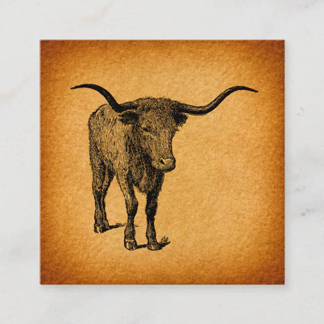 Texas Longhorn Bull Rustic Vintage Western Art Enclosure Card | Zazzle