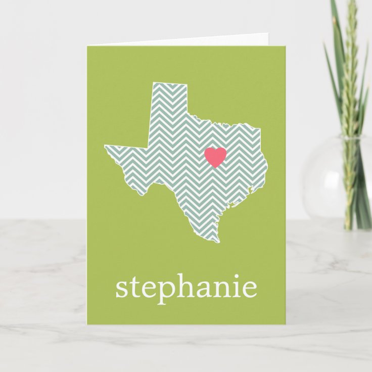 Texas Love with Custom Heart and Family Name Card | Zazzle