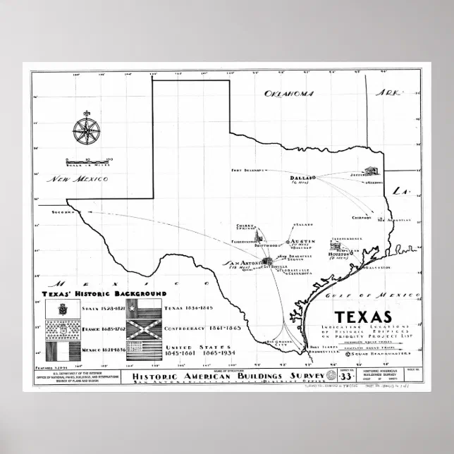 Texas Map, 1933 Poster | Zazzle